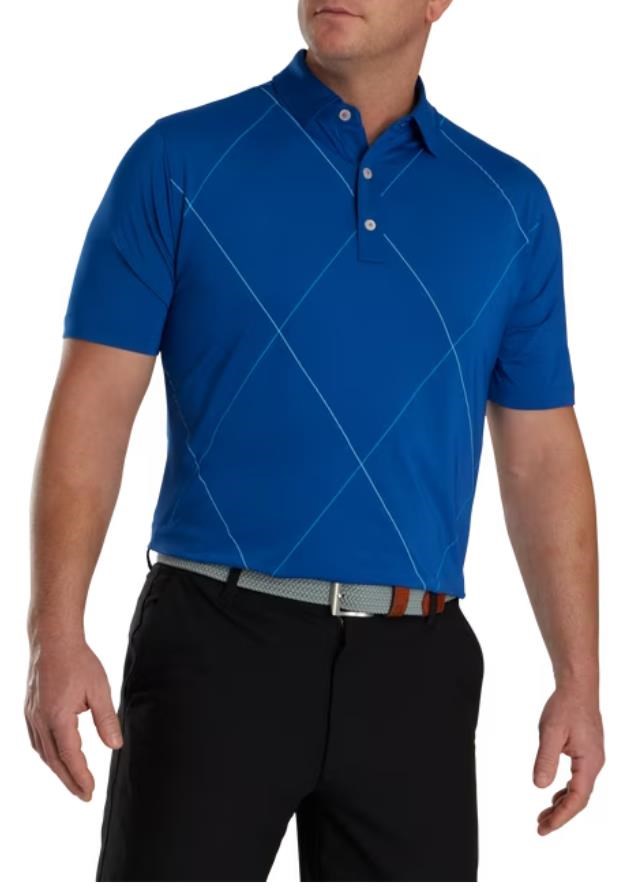 FootJoy Flag Banner Print Lisle męskie polo, niebieskie | Golf Brothers.pl