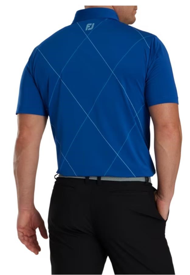 FootJoy Flag Banner Print Lisle męskie polo, niebieskie | Golf Brothers.pl