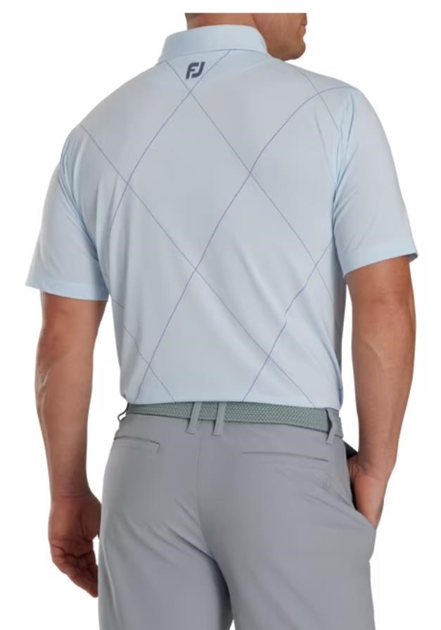 FootJoy Flag Banner Print Lisle męskie polo, mist | Golf Brothers.pl